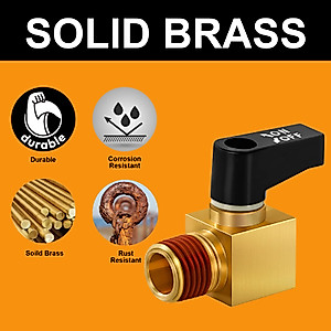 SUNROAD Air Compressor Valve Brass Drain Cock Ball Valve 1/4" NPT Male Thread Air Compressor Accessories 2pcs with Thread Seal Tape