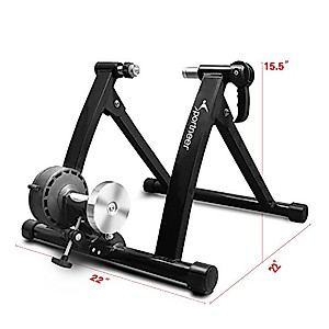 Sportneer Bike Trainer - Magnetic Stationary Bike Stand for 26-28" & 700C Wheels - Adjustable 6 Level Resistance Bike Trainer Stand for Indoor Riding with Quick Release Lever & Front Wheel Riser Block