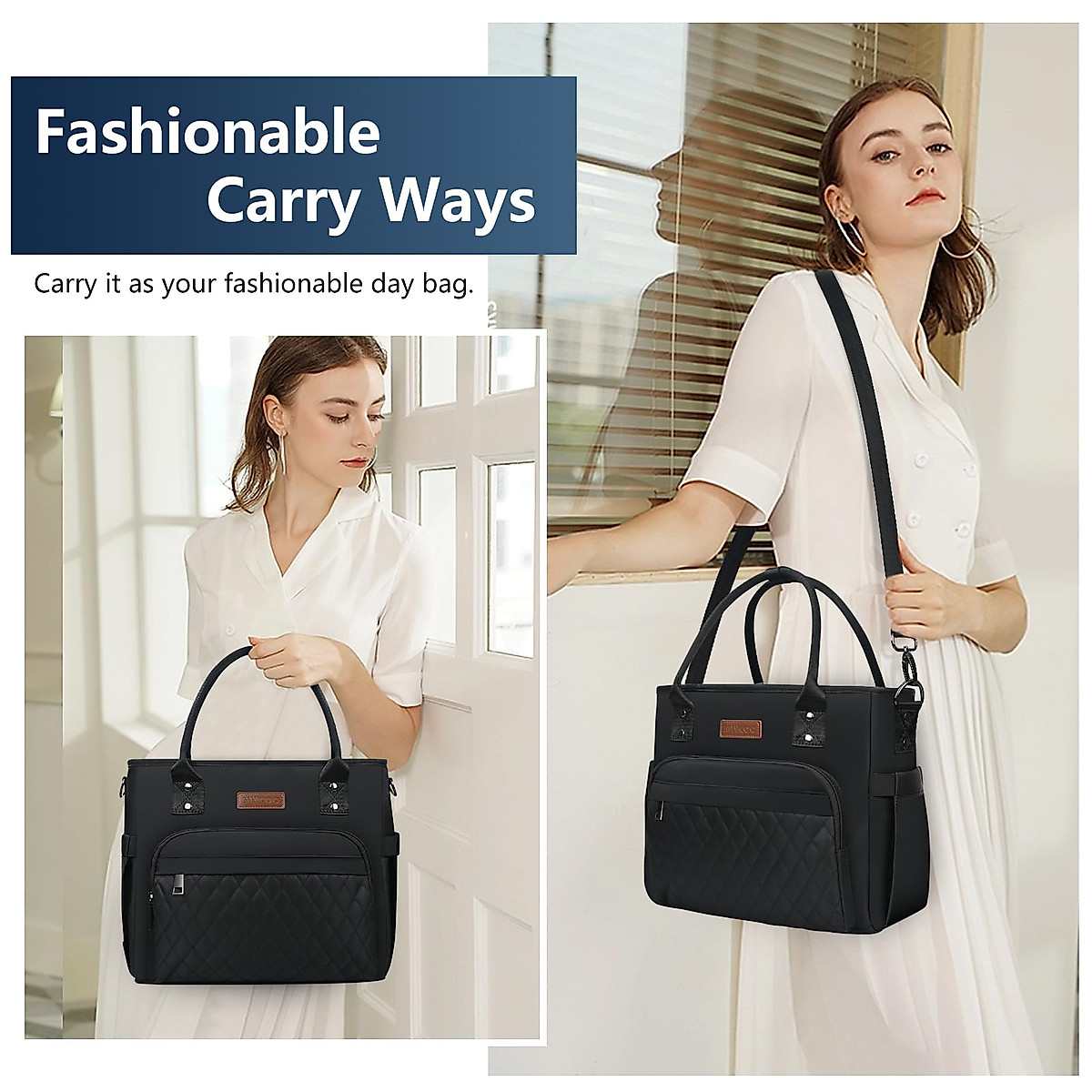 MIYCOO Lunch Bag Lunch Box Women with 2 Ice Packs - Leakproof Insulated Lunch Cooler Bag for Men Women - Large Lunch Tote Bags Adults, Black