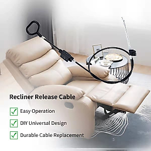 2Pcs Sofa Recliner Pull Cables Replacement，Recliner Sofa Chair Couch Release Lever Pull Handle，Fits Ashley and Most Recliner Sofa Brand，Exposed Cable Length 4.9", Total Length is 31"。 (D ring)