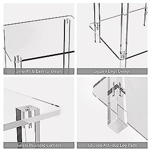 Eglaf Acrylic Side Table Set of 2-13.4'' L x 11.5'' W x 19.6'' H Small End Table Clear Nightstand Bedside Table for Living Room, Bedroom, 2-Tier, Square Leg