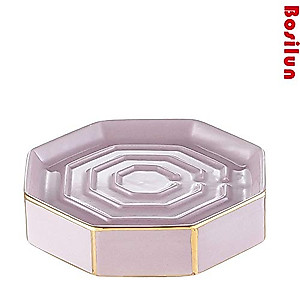 WPM WORLD PRODUCTS MART 4 Piece Ceramic Bathroom Accessories Set - Blush Rose Pink Gold - Complete Bath Decor Kit Includes Designer Soap and Lotion Dispenser - Cup - Tumbler - Soap Dish (DESIGN2)