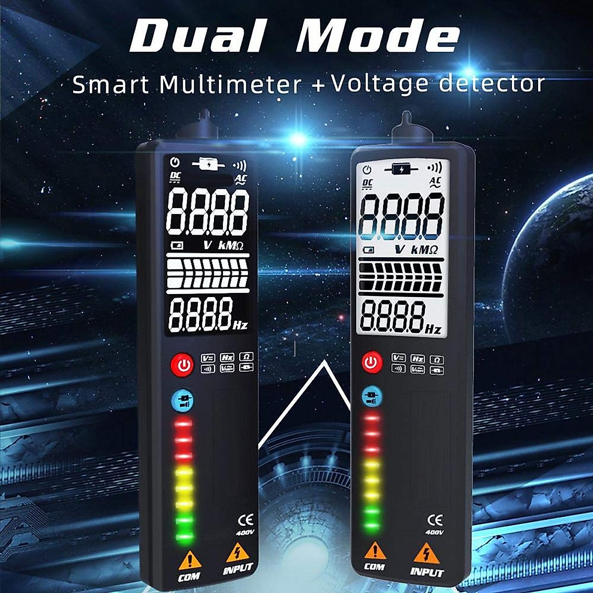 Digital Multimeter Dual Mode LCD Non Contact Voltage Detector 2000 Digits AC/DC 400V Auto Range Voltage Resistance Frequency Tester Electrical Tester Meter