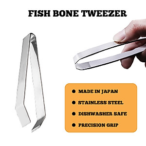 ANXVERS Fish Scaler Remover, 1 Pieces Kitchen Tweezers Stainless Steel Big and Small Tool, Precise Filet knifes for Fish Grip, Salmon Fillet Sushi knife,Tweezers Chicken Plucker -4inch