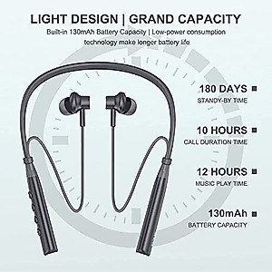 HTC Wireless Earphones, Bluetooth 5.2 Neckband Earphones Press Control with ANC, Active Noise Cancellation and ENC, Long Working Distance IPX5 Water Resistant, Running Earphones - Gray