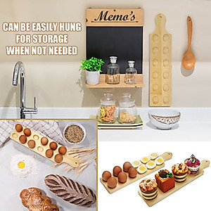 Reversible Wood Deviled Egg Platter 12 Holes Deviled Egg Tray Food Serving Platter Rustic Wooden Egg Holder Kitchen Refrigerator Wood Egg Containers Countertop for Deviled Egg Charcuterie Board