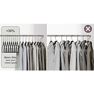 Velvet Hangers 26 Pack with Clips - Non Slip Black Felt Hangers - Space Saving Clothes Hangers for Coat, Shirt, Pants & Dress - Slim Heavy Duty Hangers for Clothing