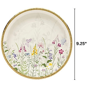 Fun Express Floral Paper Dinner Plates with Gold Accents - Disposable Food Plates - Dinner Serving Supplies Plates for Floral Theme Parties - Perfect for Bridal Showers and Weddings - 8 Pieces