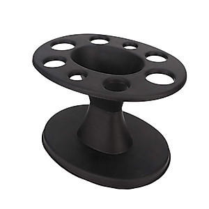 HURRISE Hair Brush Holder Stand,Plastic Round Hair Brush Comb Holder Display Rack Hair Styling Brush Stand Shelf Accessories(Black)