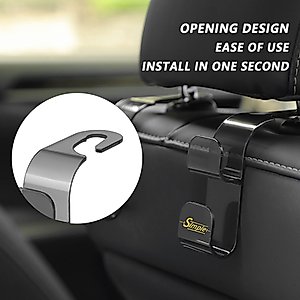 Multi-function 2 in 1 Car Seat Hooks for Purses and Bags with Phone Holder,Organize messy clutter，Adjustable Car Seat Organizer in Headrest (2PCS)