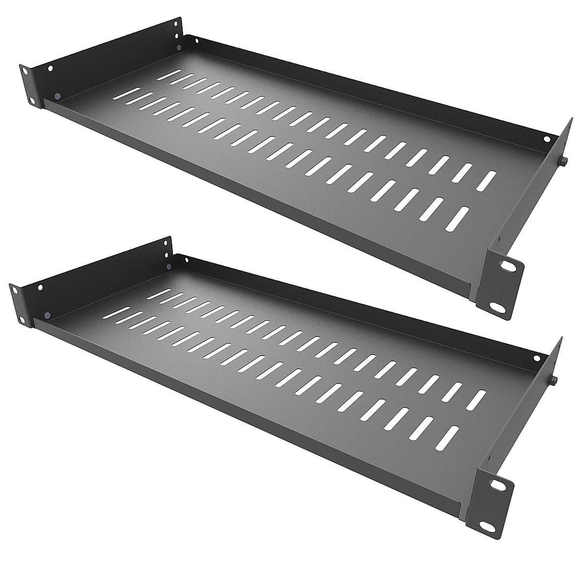 Jingchengmei 2 Pack of 1U Disassembled Vented Cantilever Server Rack Mount Shelf 8" (203mm) Deep for 19" Network Cabinet or Equipment Rack (8V2PC)