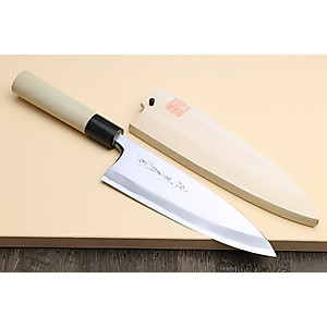 Yoshihiro Shiroko High Carbon Steel Kasumi Deba Japanese Fillet Chef's Knife 7inch(180mm)