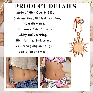 JOERICA 8 Pcs Fake Belly Rings for Women Stainless Steel Clip on Belly Button Rings Evil Eye Snake Butterfly Heart with Wing Opal CZ Fake Belly Button Piercing Navel Non Piercing Jewelry