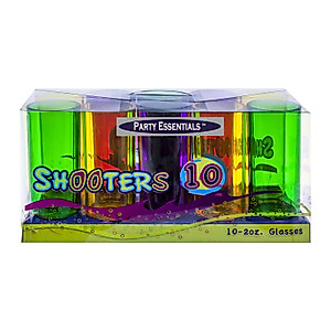 Party Essentials Hard Plastic 2-Ounce Shot Glasses/Shooters, 10 Count, Mardi Gras Mix