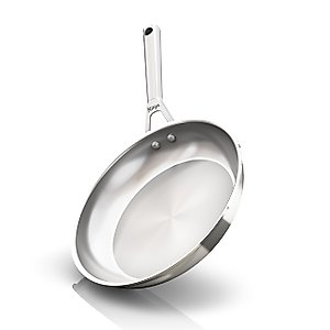 Ninja C90026 EverClad Commercial-Grade Stainless Steel 10.25" Fry Pan, Tri-Ply Pans, Oven Safe to 600°F, PFAS Safe, All Stovetops & Induction Compatible, Stainless