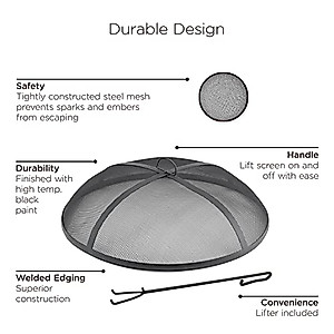 Good Directions, Inc. 7790 Good Directions 27" Fire Pit Lifter Tool, Heavy Duty Spark Screen, Black