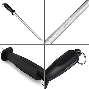 Honing Steel Knife Sharpening Rod 12 inches, Premium Carbon Steel Knife Sharpener Stick, Easy to Use Honer for Knives and Rod Sharpeners - Daily Maintenance