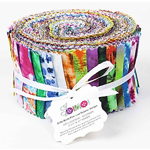 Soimoi 40Pcs Tie Dye Print Cotton Precut Fabrics for Quilting Craft Strips 2.5x42inches Jelly Roll - Multicolor