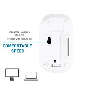 Macally 2.4G USB Wireless Mouse for Laptop and Desktop Computer, Comfortable and Long Range Computer Mouse - Cordless Mouse for Mac, Apple MacBook Pro/Air, Chromebook, or Windows PC - White
