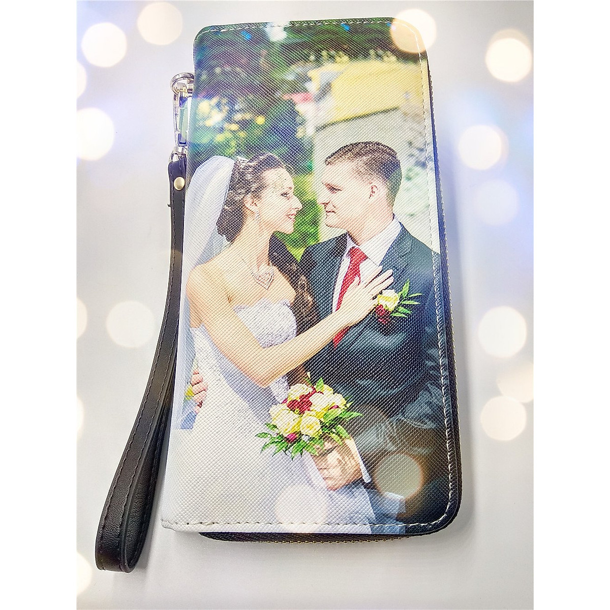 a266XDKSJK Women Leather Wallet Custom Photos Wallets Personality Clutch Bag Card Case Cash Holder Wallets Print Any Photo(Black Double Side)