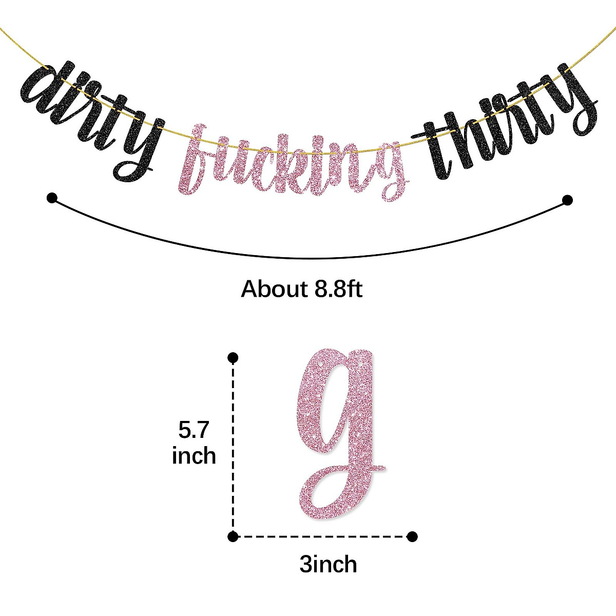 Dalaber Dirty Thirty Banner, Funny 30th Birthday Party Sign, Dirty 30 / Cheers to 30 Years, Girls Women 30th Birthday Party Decoration Bunting Garland Photo Booth Props