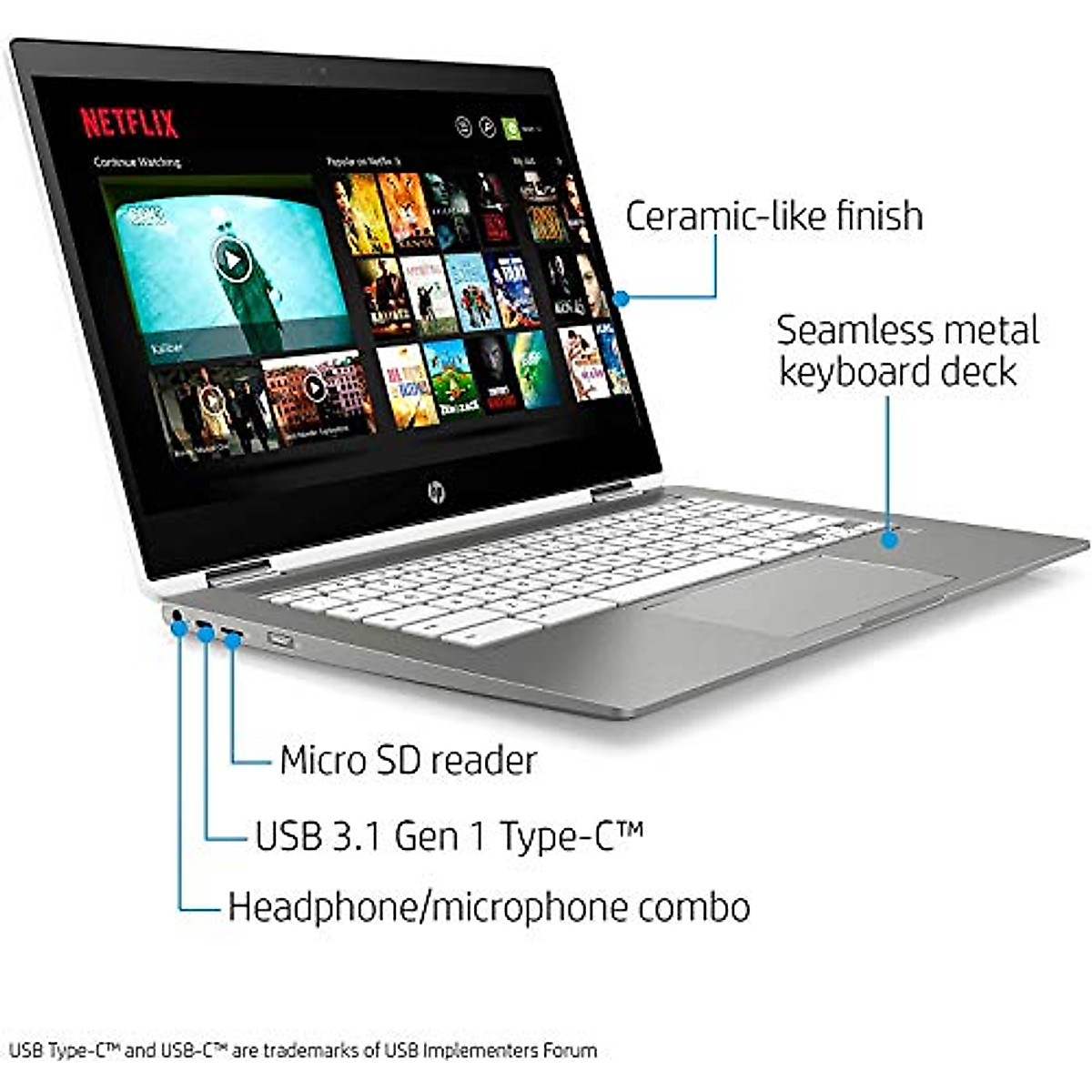 HP Chromebook X360 2-in-1 14.0” HD (1366 x 768) Touch-Screen Portable Laptop, Intel Celeron Processor N4000, Webcam, USB-C, Chrome OS, 4GB Memory, 32GB eMMC Flash Memory (W/Woov Micro SD 128GB)