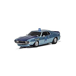 Scalextric AMC Javelin Alabama State Trooper 1:32 Police Slot Race Car with Working Siren C4058, Blue