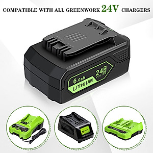 MAFACBAC 24V Battery Replacement for Greenworks: 24 Volt Lithium Lawn Mower Battery 29842 29852 LB24A020 for Greenworks 24V Trimmer Weed Blower - 6.0Ah 2 Pack