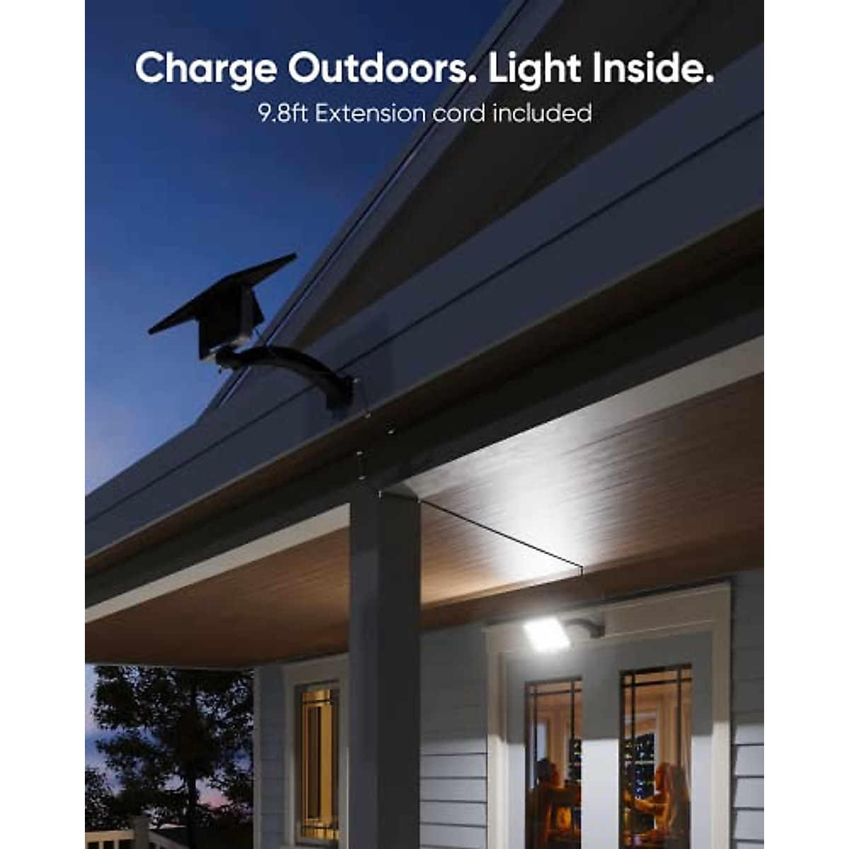 JACKYLED Solar Security Light with Motion Sensor, 1000 Lumen 48 LED, IP65 Waterproof, 3 Modes, Auto On/Off, Separate Solar Panel, Solar Dusk to Dawn Flood Lights for Outdoor Wall, Porch, Barn, Garage