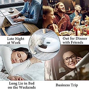 Automatic Cat Feeder - 6-Meal Wet and Dry Food Programmable Auto Dispenser with Digital Timer - Suitable for Cats and Small Dogs- USB & Battery Power Supply - Portion Control - Easy to Open Cover