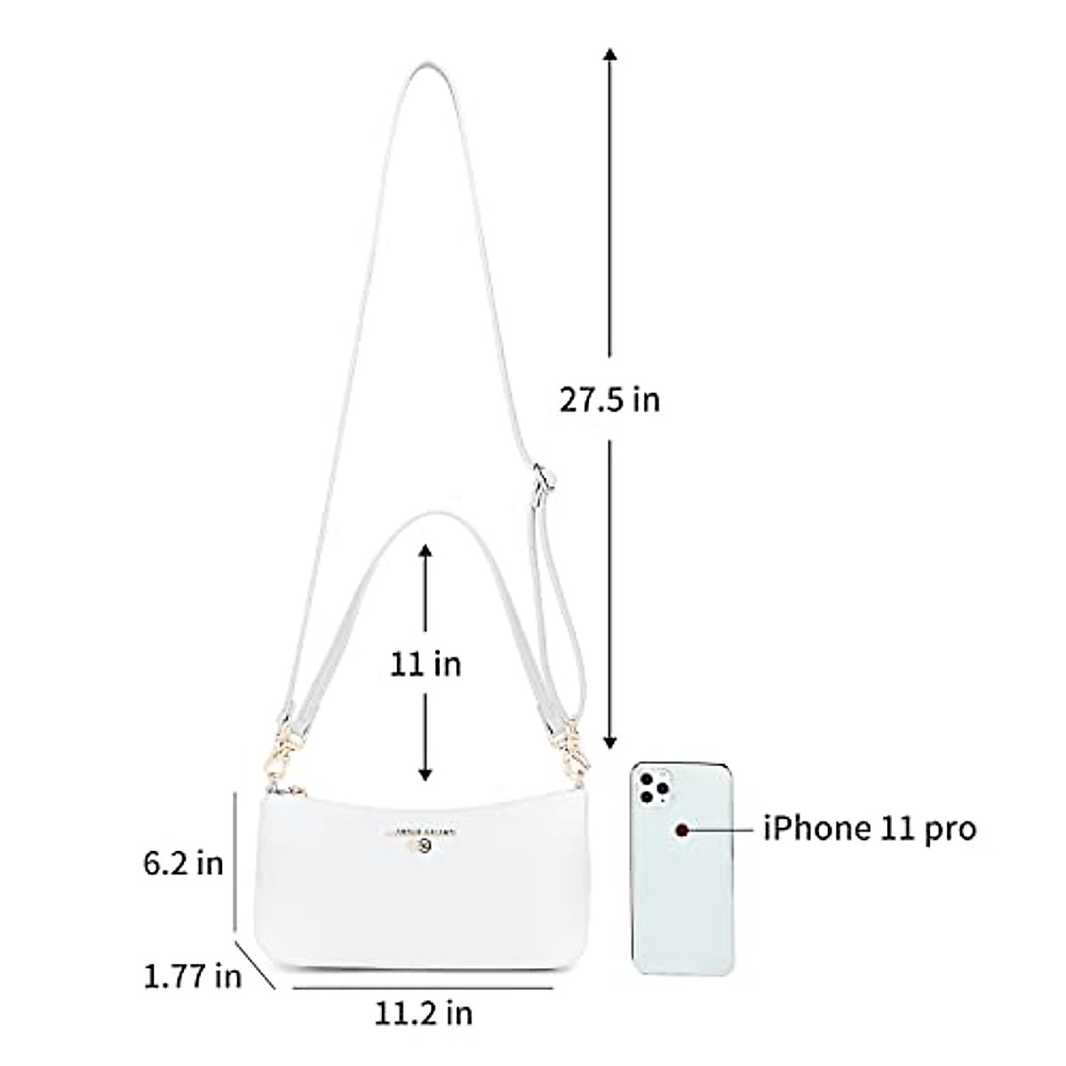 AMELIE GALANTI Small Crossbody Shoulder Bags for women Handbags Purse Underarm pouch with Two Removable adjustable straps