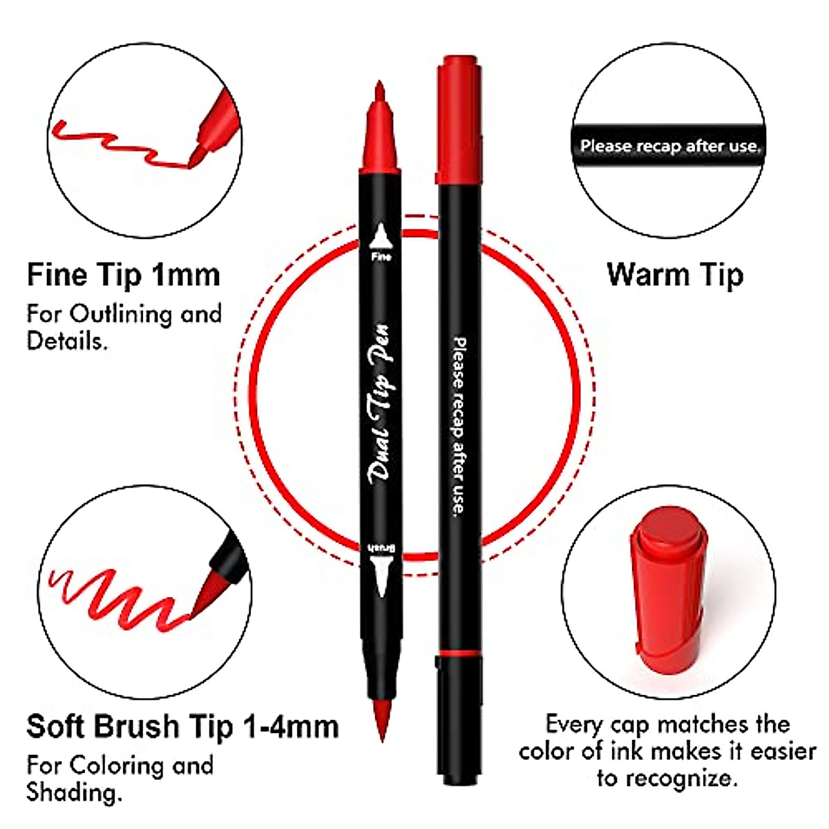 Shuttle Art Dual Tip Brush Pens Art Markers, 30 Colors Dual Tip Calligraphy Pens Fine and Brush Dual Tip Markers Set Perfect for Kids Adult Artist Calligraphy Hand Lettering Journal Doodling Writing