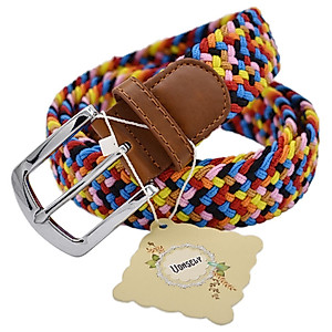 VONSELY Stretch Belt, Elastic Belts Braided Fabric Belt Colorful Woven Belts for Men and Women,Candy Color