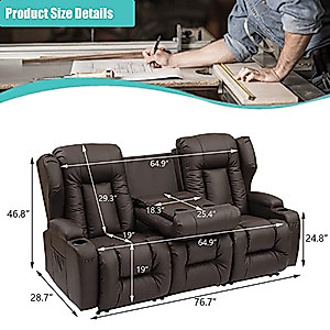 76" RV Loveseat Recliner | Double Recliner RV Sofa & Console | Wall Hugger Reclining RV | RV Theater Seats | RV Couch | RV Theater Seating 3 Seater | RV Furniture Manual Recliner Chair