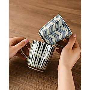 Caalio Ceramic Tea Cup Coffee Mug for Office and Home, Japanese Retro Style, Dishwasher and Microwave Safe, for Tea, Juice, Coffee - 9oz - Arrow Feather