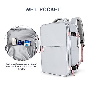 UPPACK Travel Backpack For Women Men Travel Bag Watreproof Hiking Backpack College Laptop Backpack for Traveling on Airplane Travel Essentials Carry on Backpack Flight Approved(Grey)