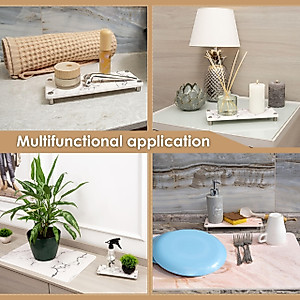 BRANDOVO Stone Sink Caddy - Marble Tray - Instant Dry Sink Organizer - Kitchen Soap Tray - Fast Drying Stone Sink Tray - Kitchen Sink Caddy Marble White - 9.8x3.9 inches