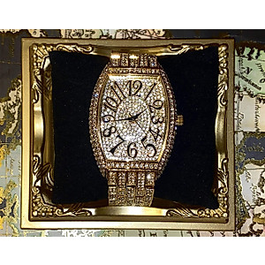 Men's Wrist Watch Band Luxury CZ Diamond Iced Out Watch Gold Numeric Rectangle Square Dial Watch For Men Women Hip Hop Rapper Choice, Men Watch, Mens Jewelry, Iced Watch Custom Fit, Bust Down Watch