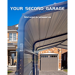 GAOMON 13' x 21' x 10' Metal Carport, with Heavy Duty Galvanized Steel Roof and Reinforced All-Metal Frame, Permanent Shelter for Agricultural Machinery, Carport for Cars, Boats, Trucks, and Tractors