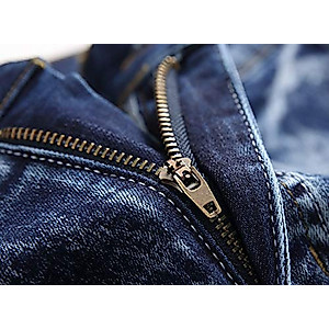 YTD Mens Distressed Ripped Biker Slim Jeans Stretched Moto Denim Pants 30 Blue 910