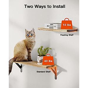 AMADA HOMEFURNISHING Wall Shelves Set of 6, Wood Floating Shelves for Wall Decor, Rustic Farmhouse Wall Shelves for Bedroom, Bathroom Shelves for Wall Storage, Book Shelves for Living Room, Wooden