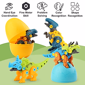 Yutin Take Apart Dinosaur Toys, Easter Egg Toy, STEM Construction Building Kits for Kids, Toddler Dino Gift for 3 4 5 6 7 Year Old Boys