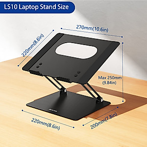 BESIGN LS10 Aluminum Laptop Stand, Ergonomic Adjustable Notebook Stand, Riser Holder Computer Stand Compatible with Air, Pro, Dell, HP, Lenovo More 10-14" Laptops, Black