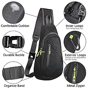 TITECOUGO Small Sling Bag Lightweight Crossbody Bag for Women Men Hiking Backpack Travel Shoulder Bag Chest Daypack for Gym Work Outdoor Sports Black