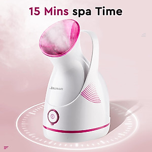 Amconsure Facial Steamer - Nano Ionic Face Steamer Warm Mist Steamer for Face Home Sauna SPA, Face Humidifier Steamer for Facial Deep Cleaning Unclogs Pores Sinuses - 5 Piece Stainless Steel Skin Kit