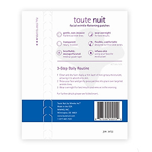Toute Nuit Facial Wrinkle Patches, Face Tape, Jet, Unisex, Extra Large Frown Lines and Forehead Coverage, 20 Patches