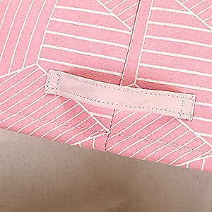 Sea Team Foldable Large Square New Pink and White Geometric Theme 100% Natural Linen & Cotton Fabric Storage Bins Storage Baskets Organizers for Shelves & Desks - Set of 4 (Pink)