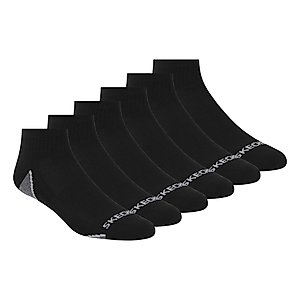 Skechers mens 6 Pack Quarter Crew Running Socks, Black, 10 13 US