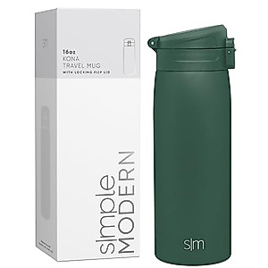 Simple Modern Insulated Thermos Travel Coffee Mug with Snap Flip Lid | Leakproof Reusable Stainless Steel Tumbler Cup | Gifts for Women Men Him Her | Kona Collection | 16oz | Forest