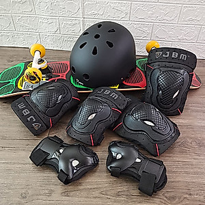 JBM Adult & Kid Full Protective Gear Set Multi Sport Helmet, Knee and Elbow Pads with Wrist Guards Protection for Biking,